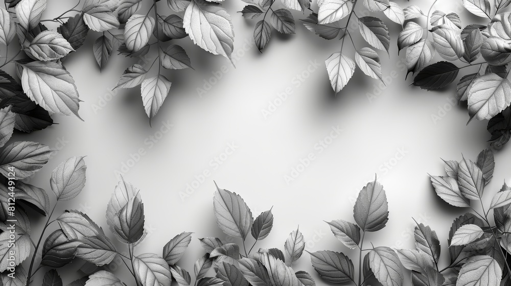 Set of monochrome border templates decorated with weed plants and buds ...