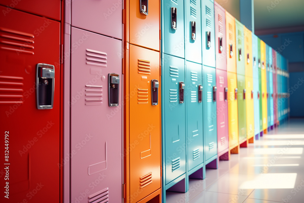 Row of High School Lockers flat design side view student life theme 3D ...