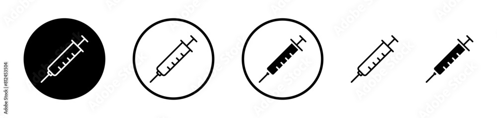 Medical Syringe Icons. Vaccine and Injection Vector Symbols. Stock ...
