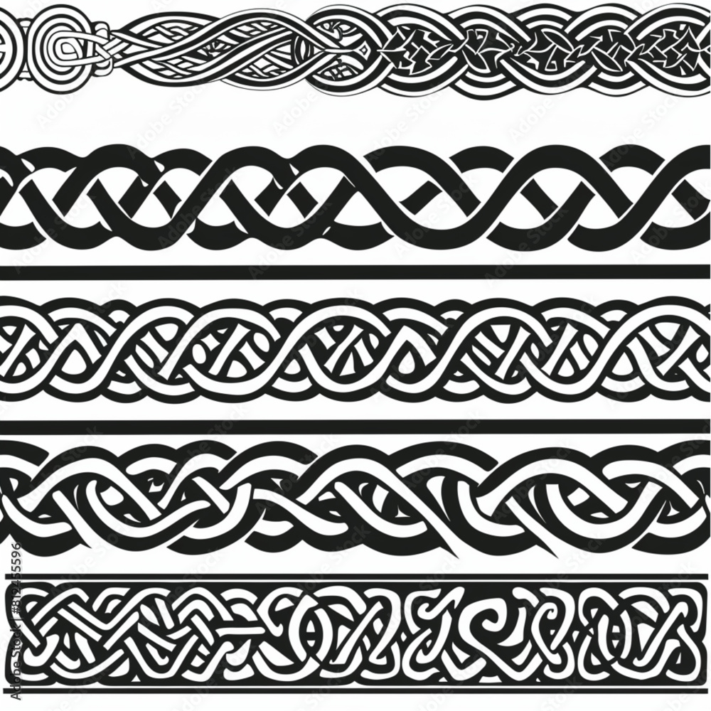 Vector illustration of celtic seamless borders, white background ...