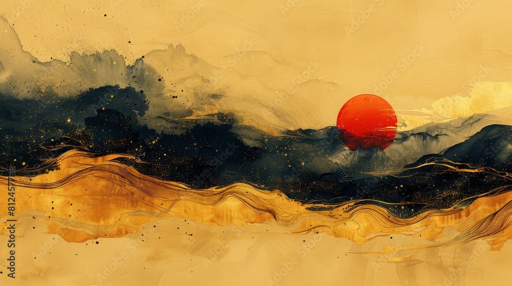 Artistic background. Chinese wind wallpapers, ink washes, landscape ...