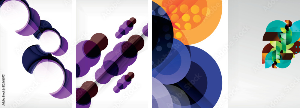 World of geometric elegance with abstract circle poster set. Circles ...