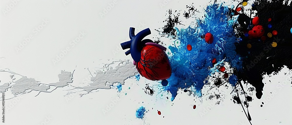 An artistic depiction of HDL and LDL clashing within the arteries ...