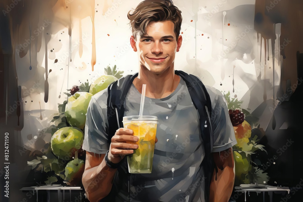 Smoothie Coriandrum flat design front view fitness coach tutorial theme ...