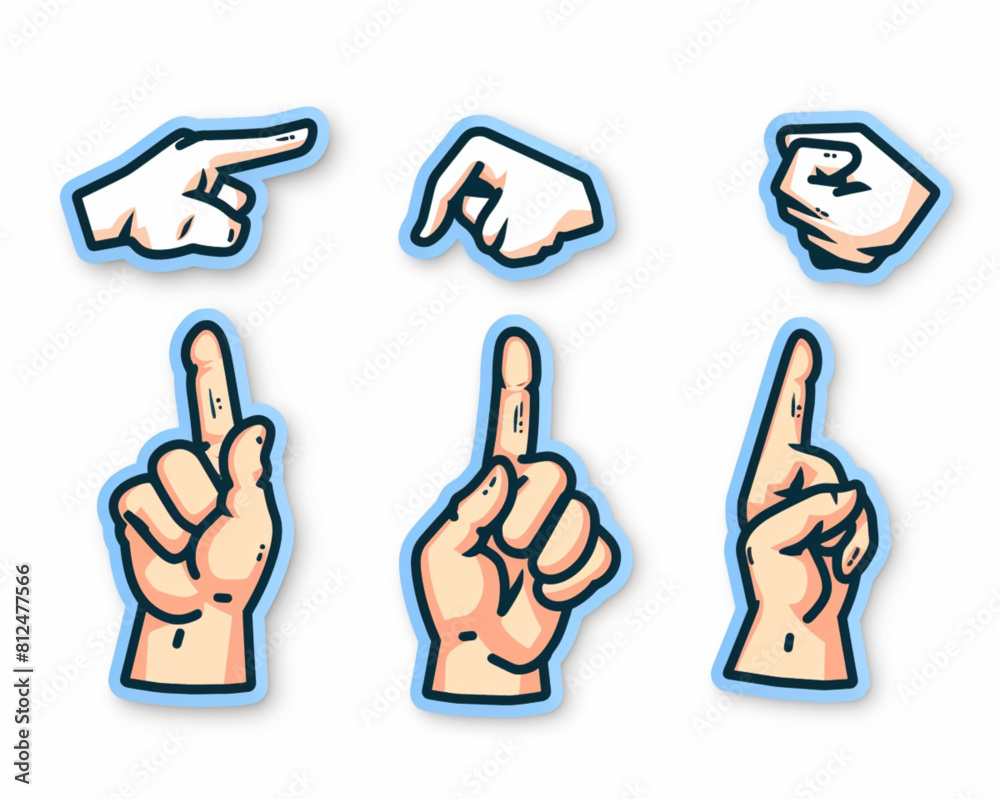 Sticker designs, vector graphics, hand gestures pointing down icons ...