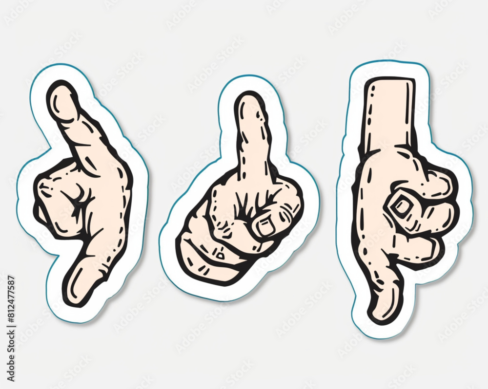 Sticker designs, vector graphics, hand gestures pointing down icons ...