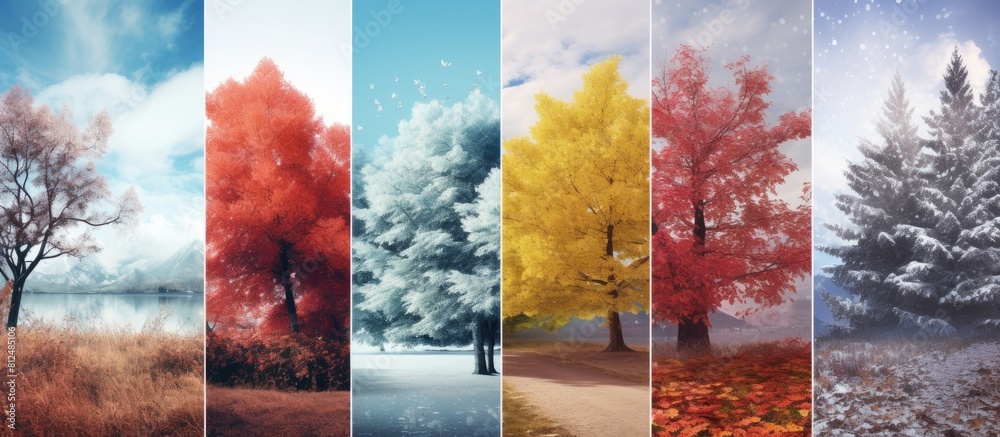 Vertical nature banners featuring winter spring summer and autumn ...