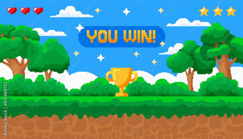 Game pixel. Bit video background. Retro arcade playing. Gaming ...