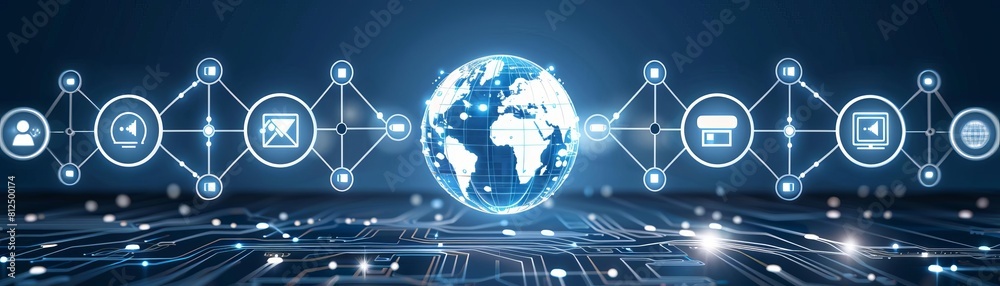 Describe a digital world through a technology background, highlighting ...