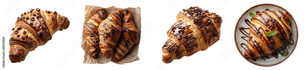 Chocolate croissant set PNG. Set of chocolate croissants isolated ...