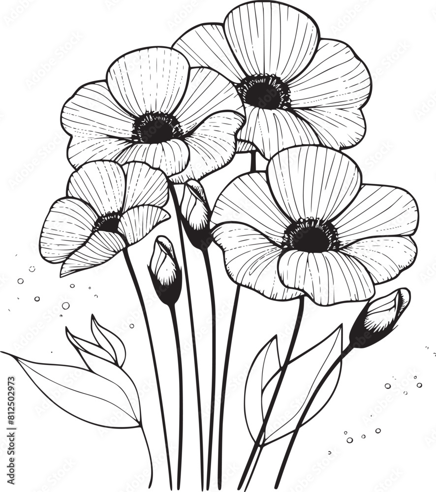 flower, drawing, floral, woodcut, vector, black, sketch, background ...