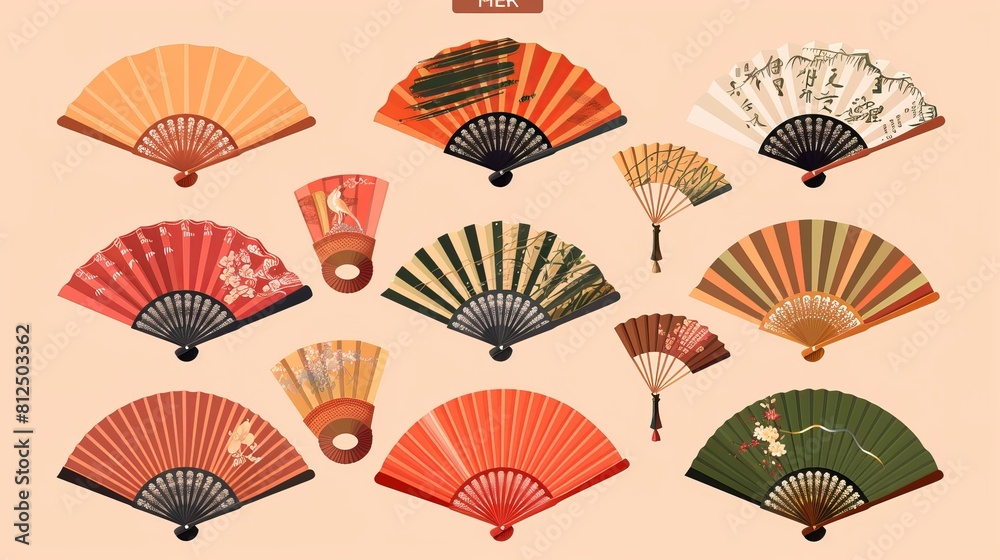 Fan paper by hand. Asian traditional folding hand fan, wooden Chinese ...