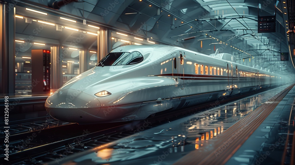 Minimalist design of a high-speed rail manufacturing plant, sleek and ...