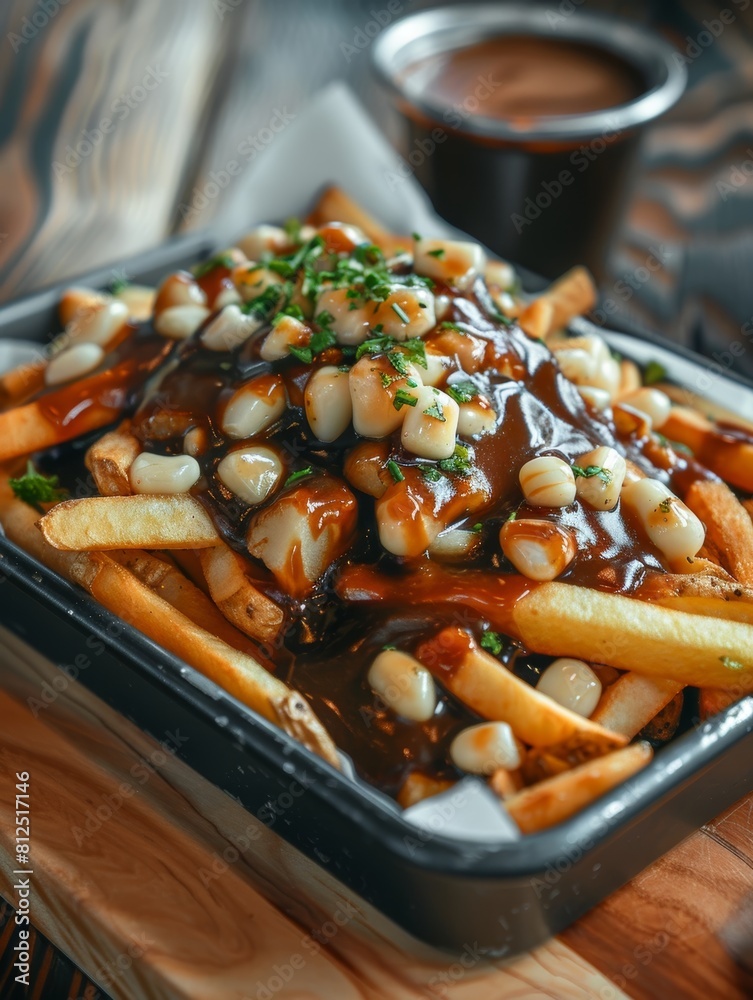 Authentic Canadian poutine with golden fries, squeaky cheese curds, and ...