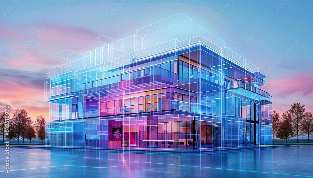 Sketch a digital twin of a large commercial building, monitoring energy ...