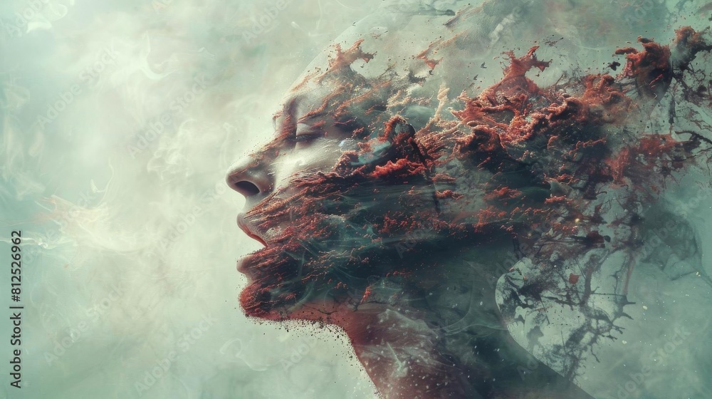 Visual concept of whooping cough, sharp bursts of coughlike brush ...