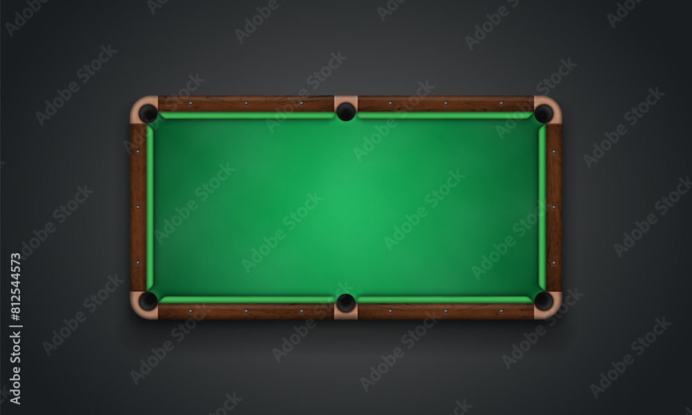 Billiard table with green cloth on dark background. Empty pool table ...