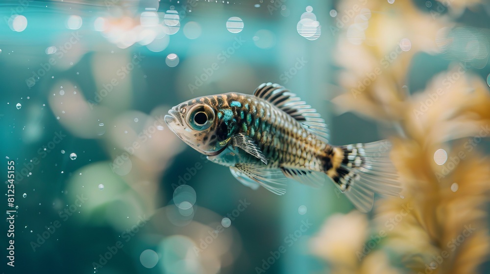 Tiny, adorable fish with unique bumps swim gracefully within the ...