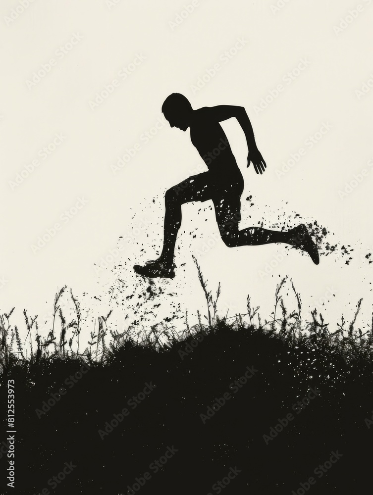 A graphic wallpaper featuring a lone athlete in a stylized silhouette ... A graphic wallpaper featuring a lone athlete in a stylized silhouette ...