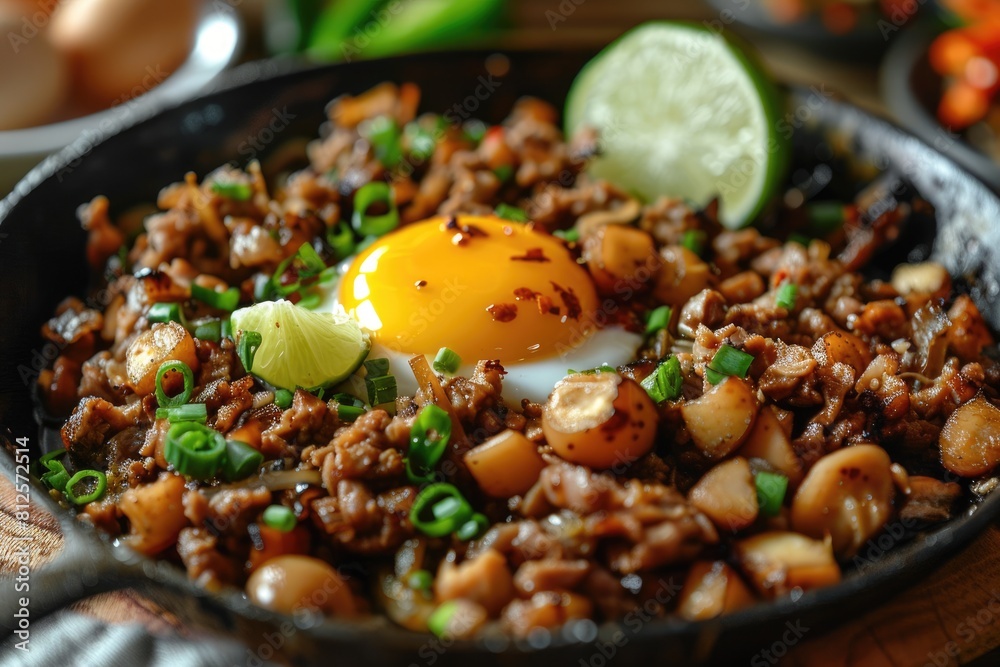 Authentic Filipino Sisig Dish. Savory Portion of Sisig Served with Egg ...