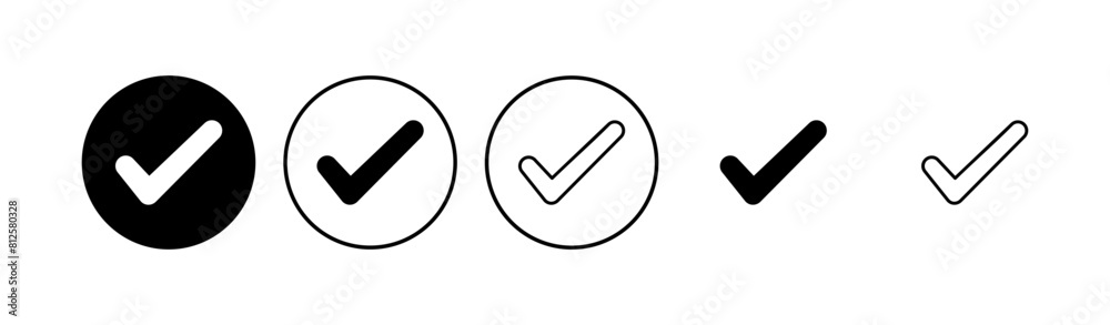 Check mark icon set. Check mark icon. Tick mark symbol vector Stock ...