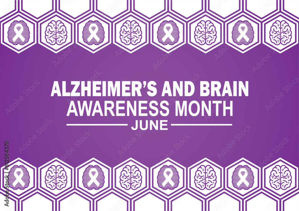 Alzheimer's And Brain awareness Month June wallpaper with shapes and ...
