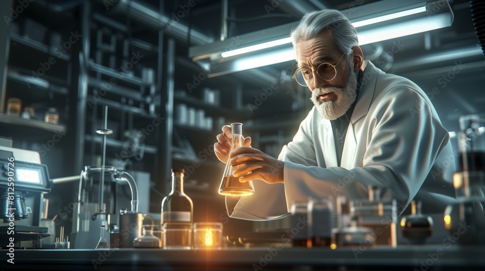 digital art semi realistic style, front view of a caucasian old ...