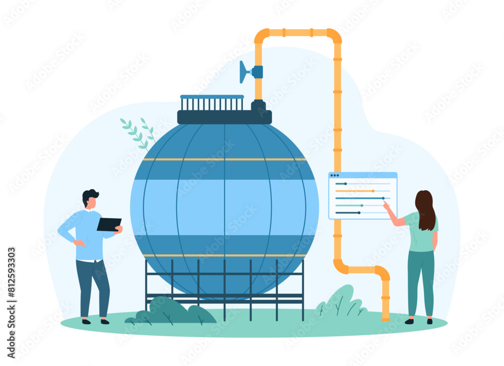 Natural gas storage tank inspection on gas station, energy production ...