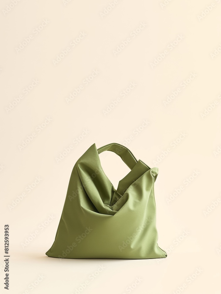 Product showroom, reusable bags, soft lighting, minimalist style, green ...