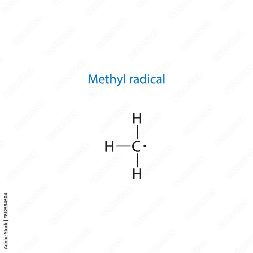 Methyl radical molecule lewis structure diagram.organic compound ...