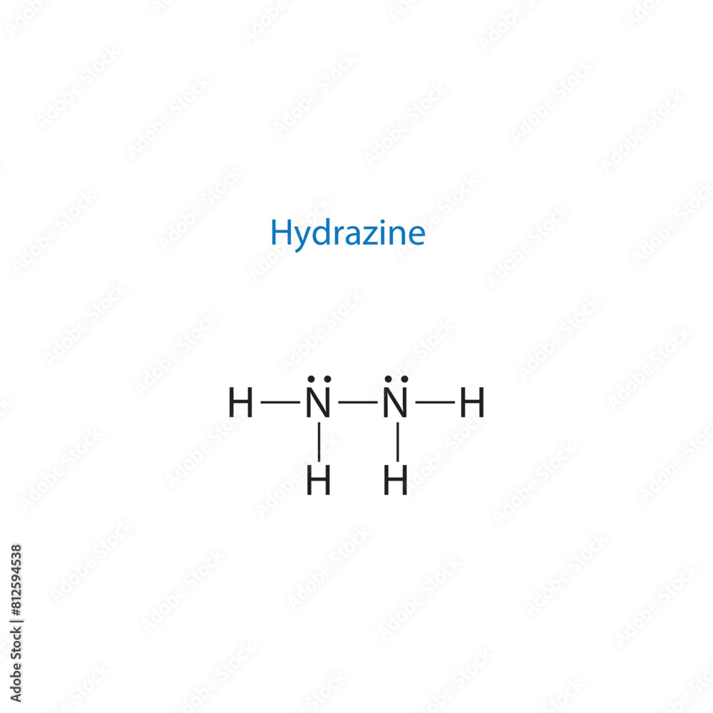 Hydrazine molecule lewis structure diagram.organic compound molecule ...