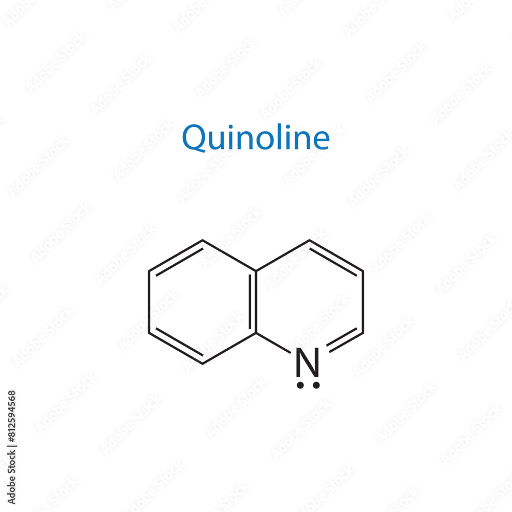 Quinoline molecule skeletal structure diagram.organic compound molecule ...