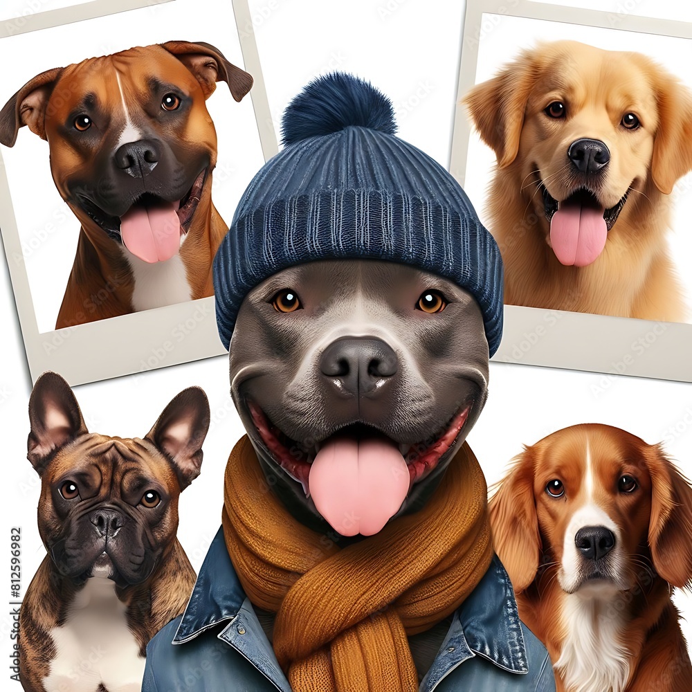 Many dogs with different pictures image art realistic harmony ...