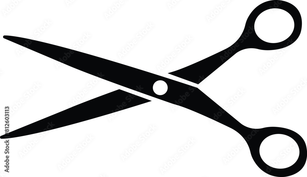 Scissor sign. Flat icon style. Scissors black on transparent background ...