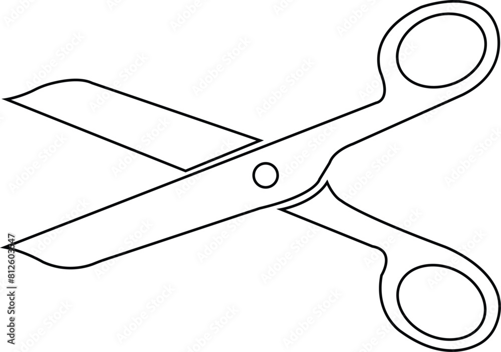 Scissor sign. Line or outline icon style. Scissors black on transparent ...