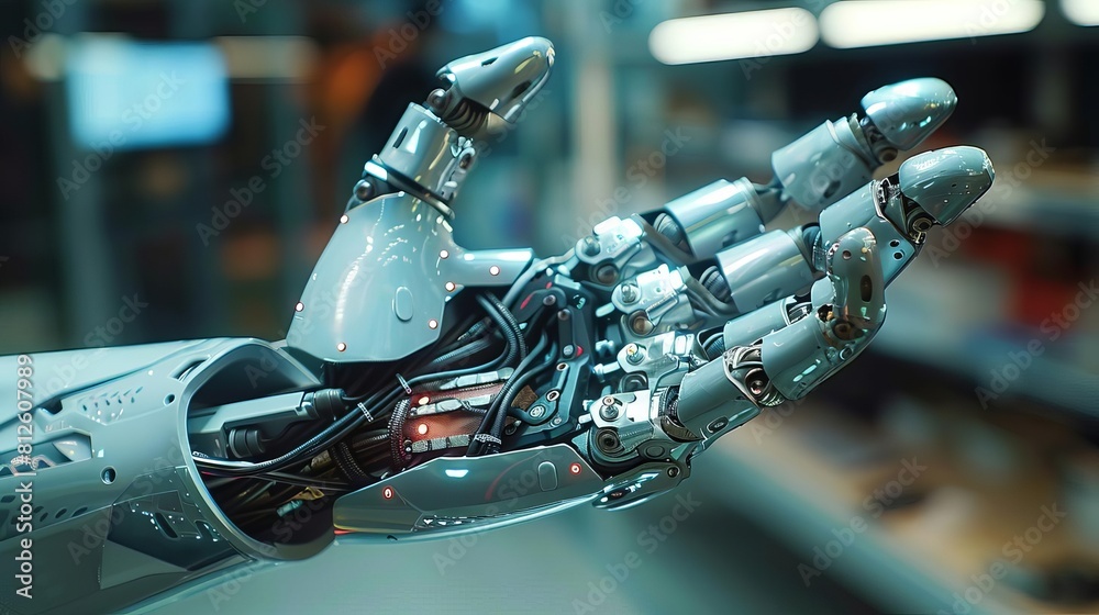 Visualize a cybernetics lab where scientists are integrating advanced ...