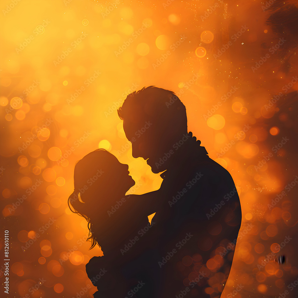 Father bonding kiss and girl and boy child hug happy in nature with ...