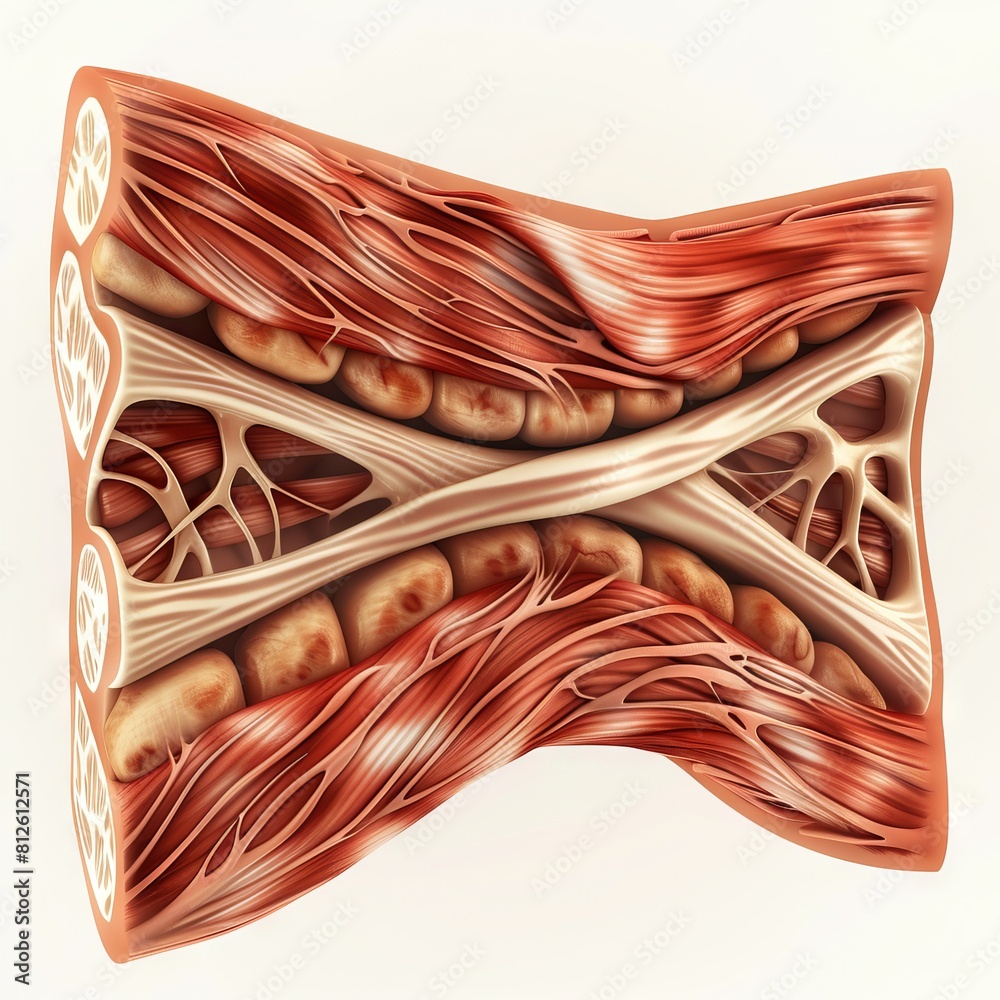 3D illustration of the cross-section of a human spinal cord with ...