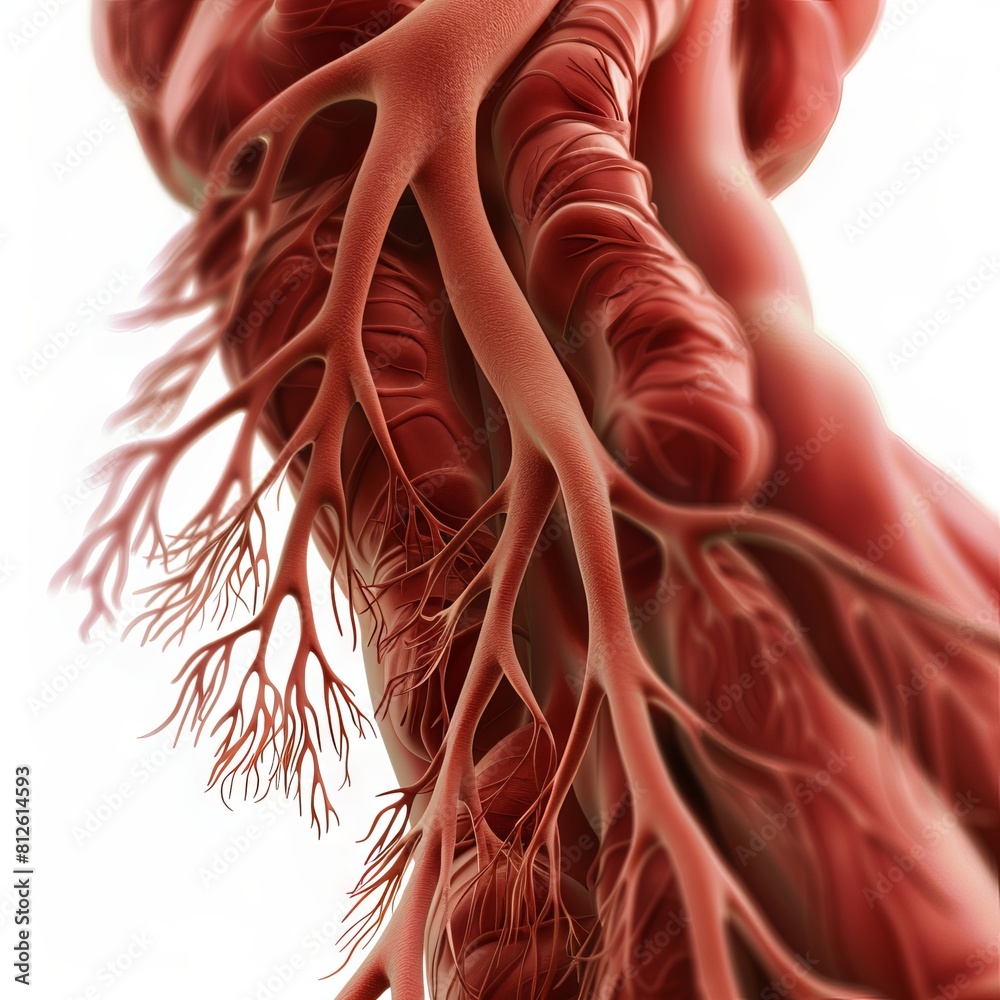 The image shows the branching of blood vessels in the human body. Stock ...