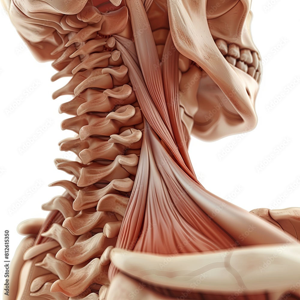 This is a detailed diagram of the human neck muscles and their ...