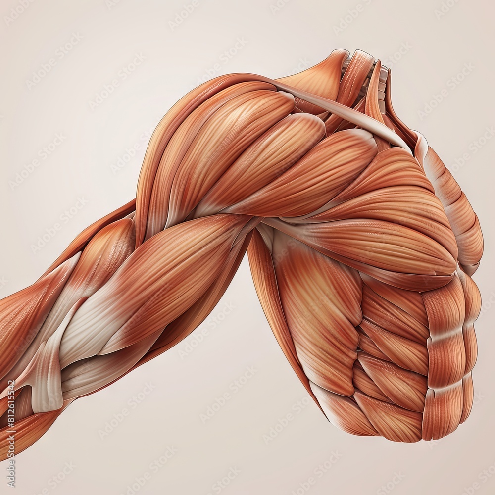 This is a detailed diagram of the shoulder muscles, showing the major ...