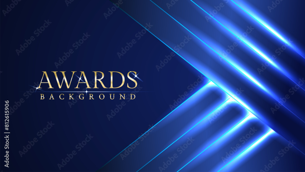 Dark blue luxury awards graphics background with light neon elegant ...