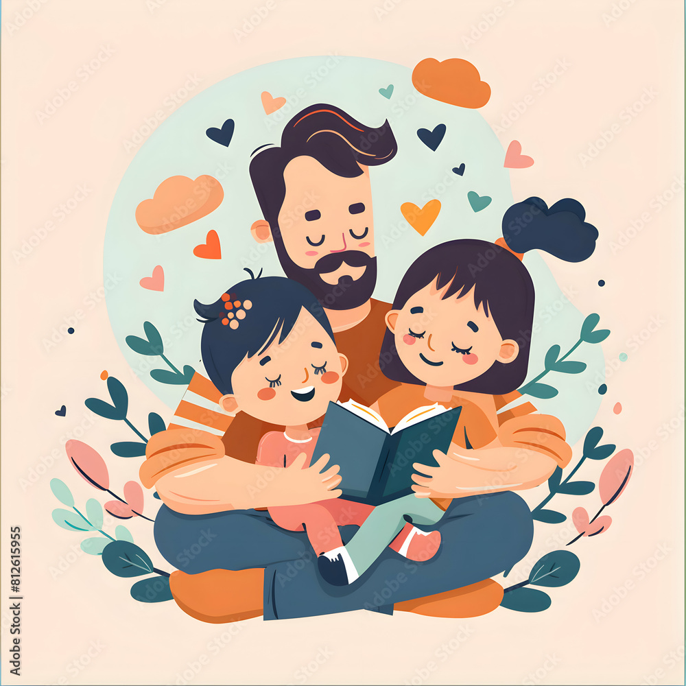 dad and son flat modern art illustration,logo design,t shirt design ...