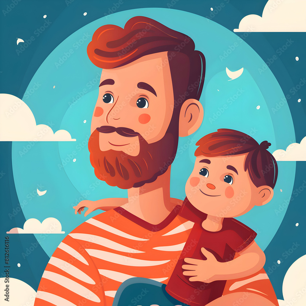 dad and son flat modern art illustration,logo design,t shirt design ...