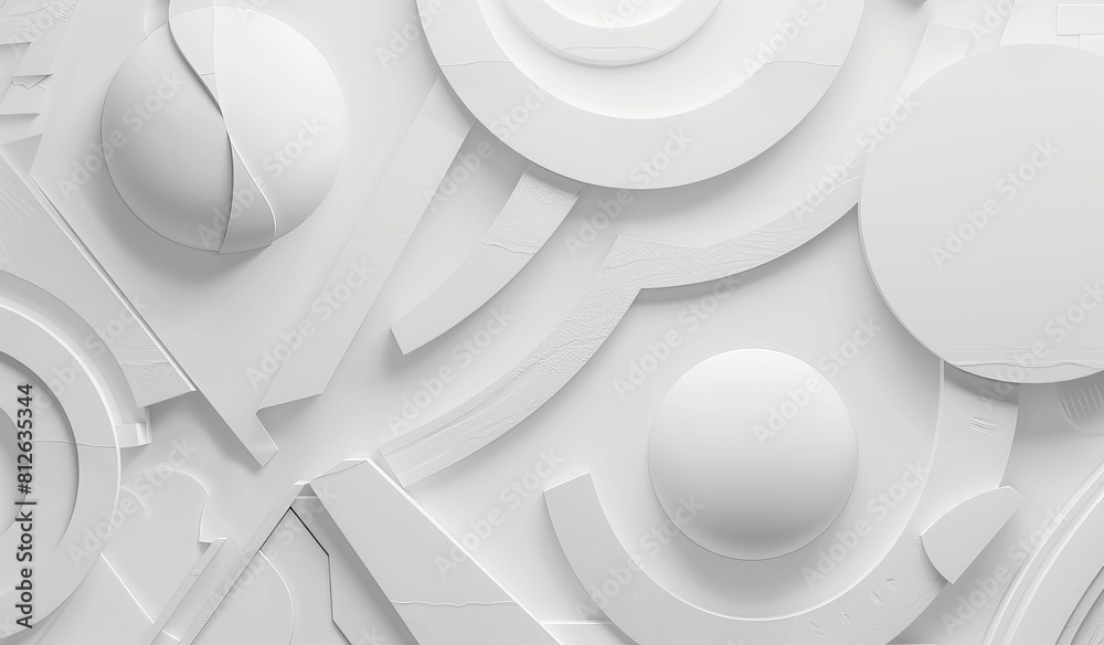 White background with geometric shapes, 3d rendering. Abstract ...