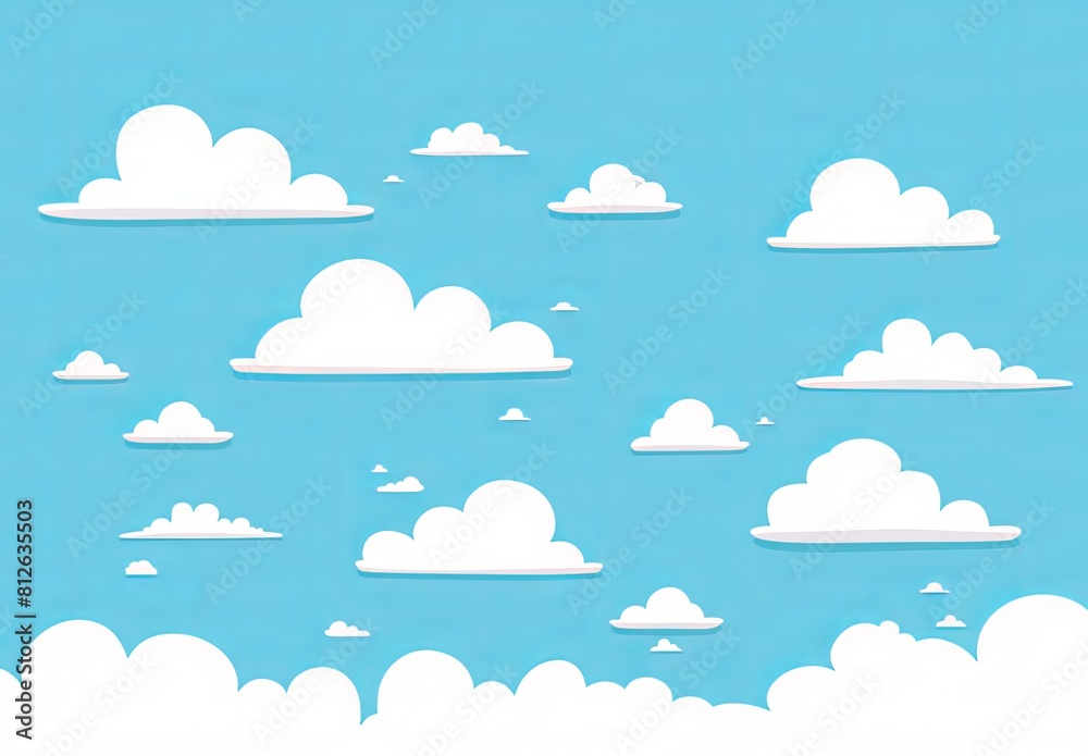 vector flat cartoon simple sky with clouds background, simple design ...