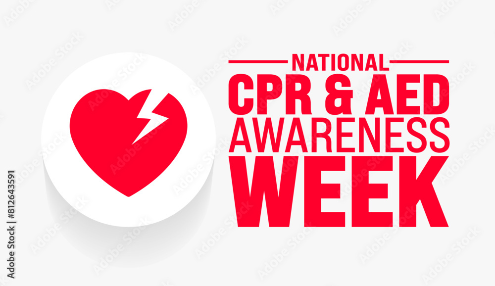 June is National CPR and AED Awareness Week background template ...