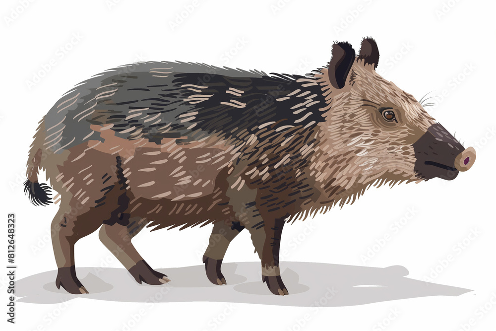 Vector Illustration: Adorable Full Body Javelina in Nature Habitat ...
