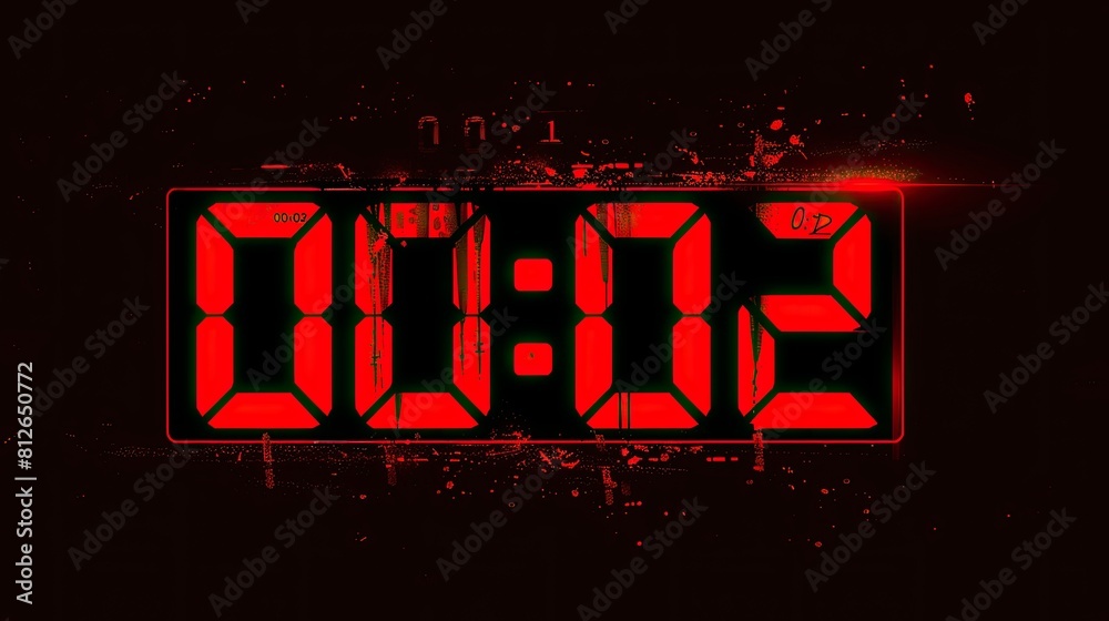 Midnight Moment: Digital Clock Showing "00:02" on Black Background ...