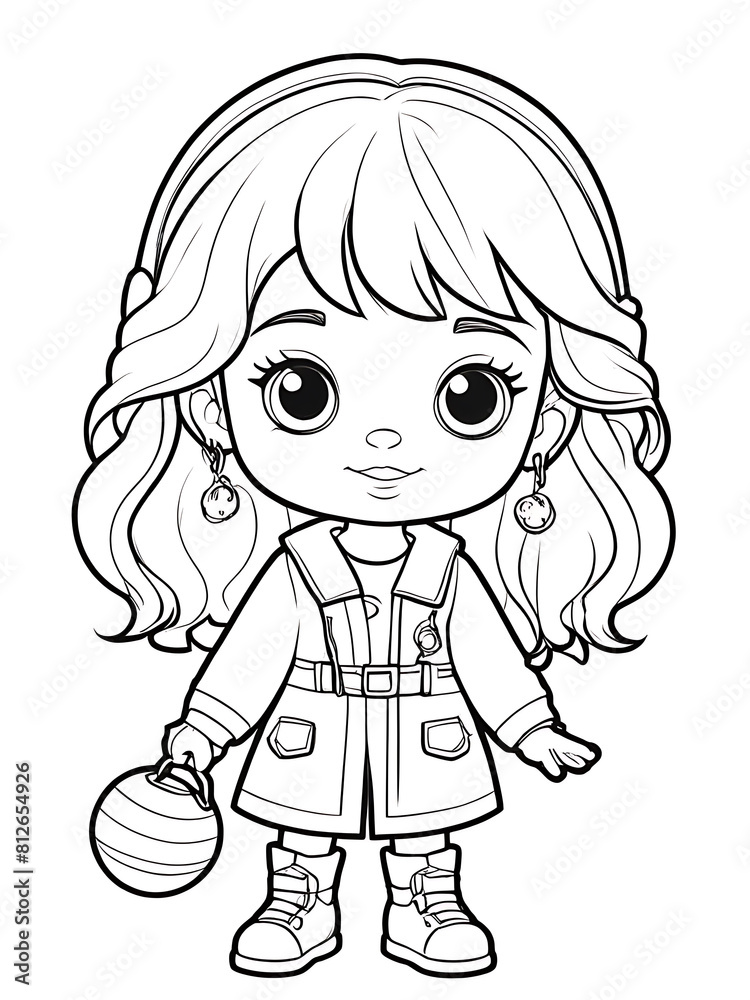 Children coloring drawing without colors white background ,full page ai ...